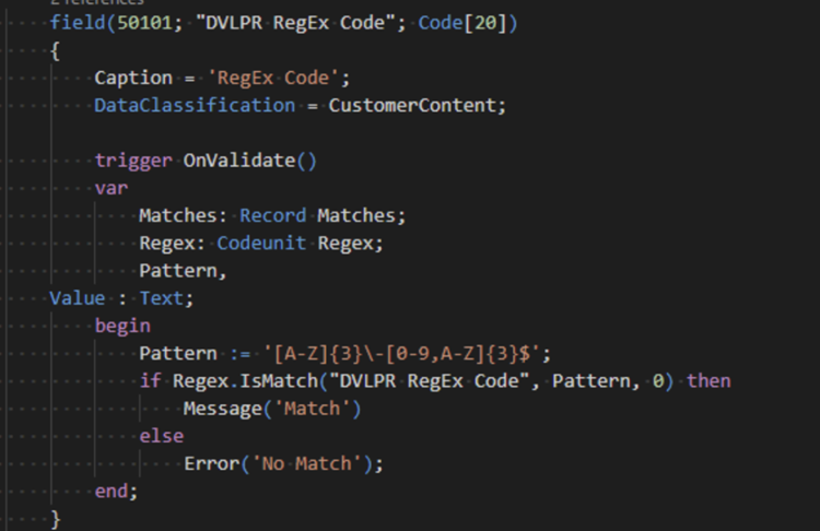 Validate Field Pattern With Regular Expression In Dynamics 365 Business Central DvlprLife