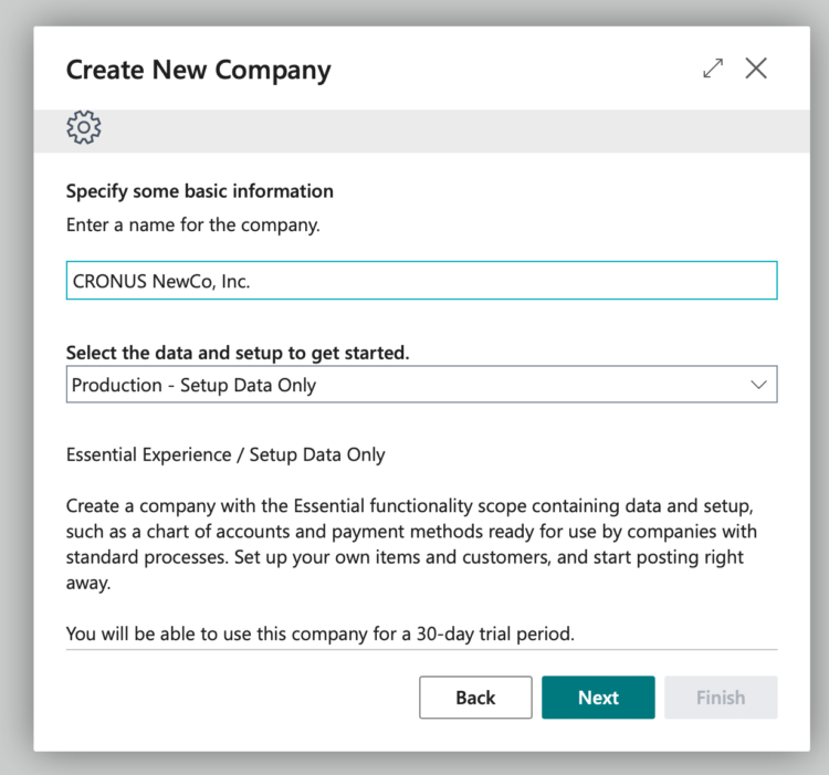 Microsoft Dynamics 3655 Business Central – Create a New Company ...