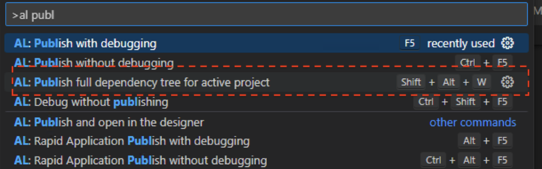 Dynamics 365 Business Central – AL: Publish full dependency tree for active project – DvlprLife.com